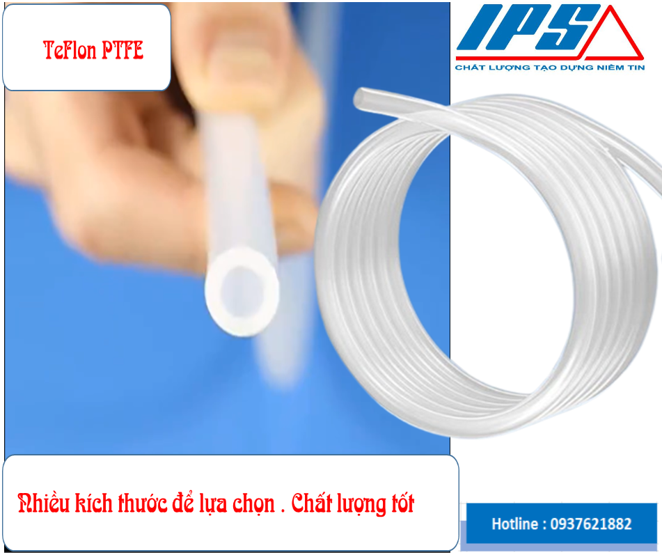 Ống Teflon PTFE phi 6,7,8,9,10,11,12,13,14,15,16,18 chụi nhiệt